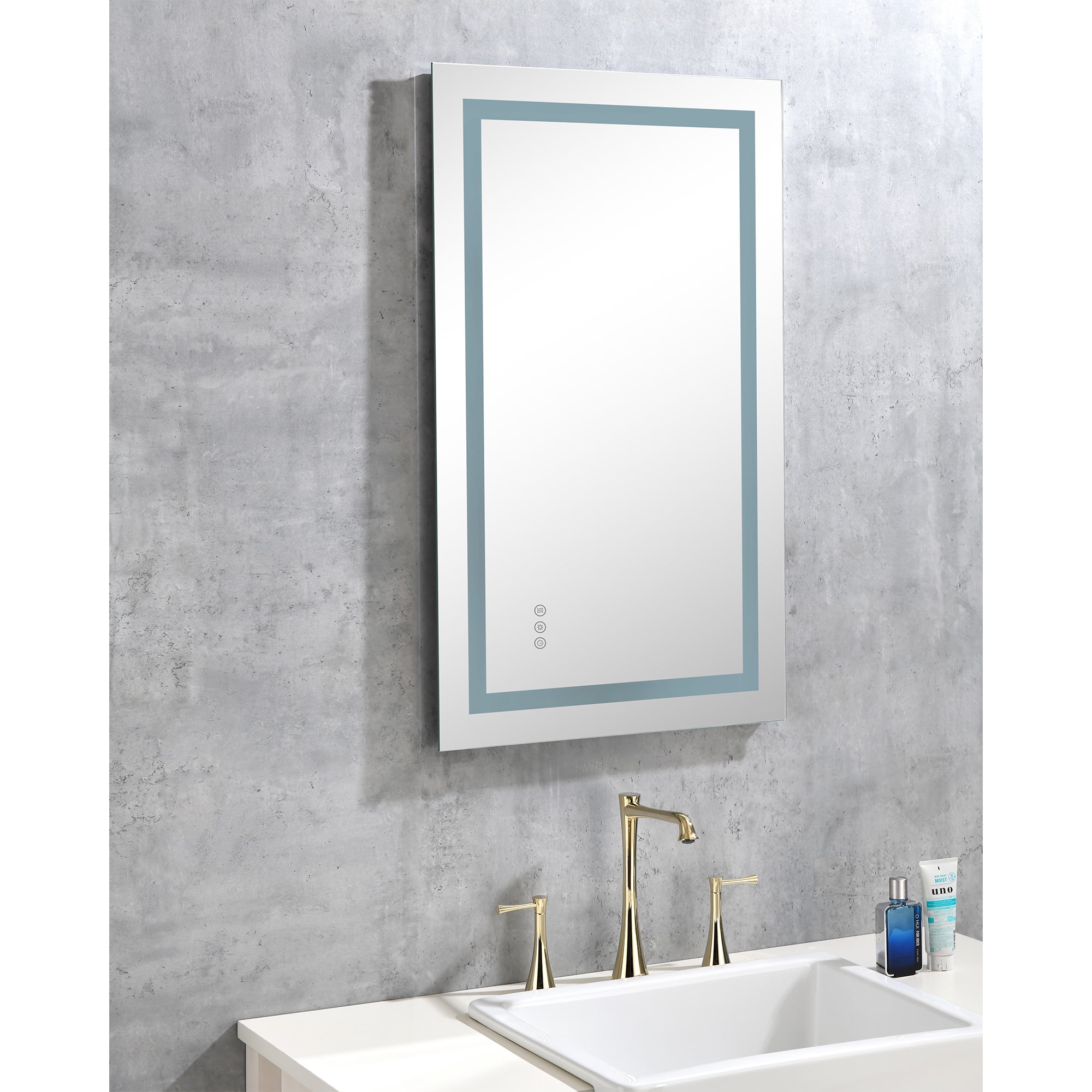 40x20 Inch LED Bathroom Mirror with Frontlit and Backlit, Wall Mounted ...