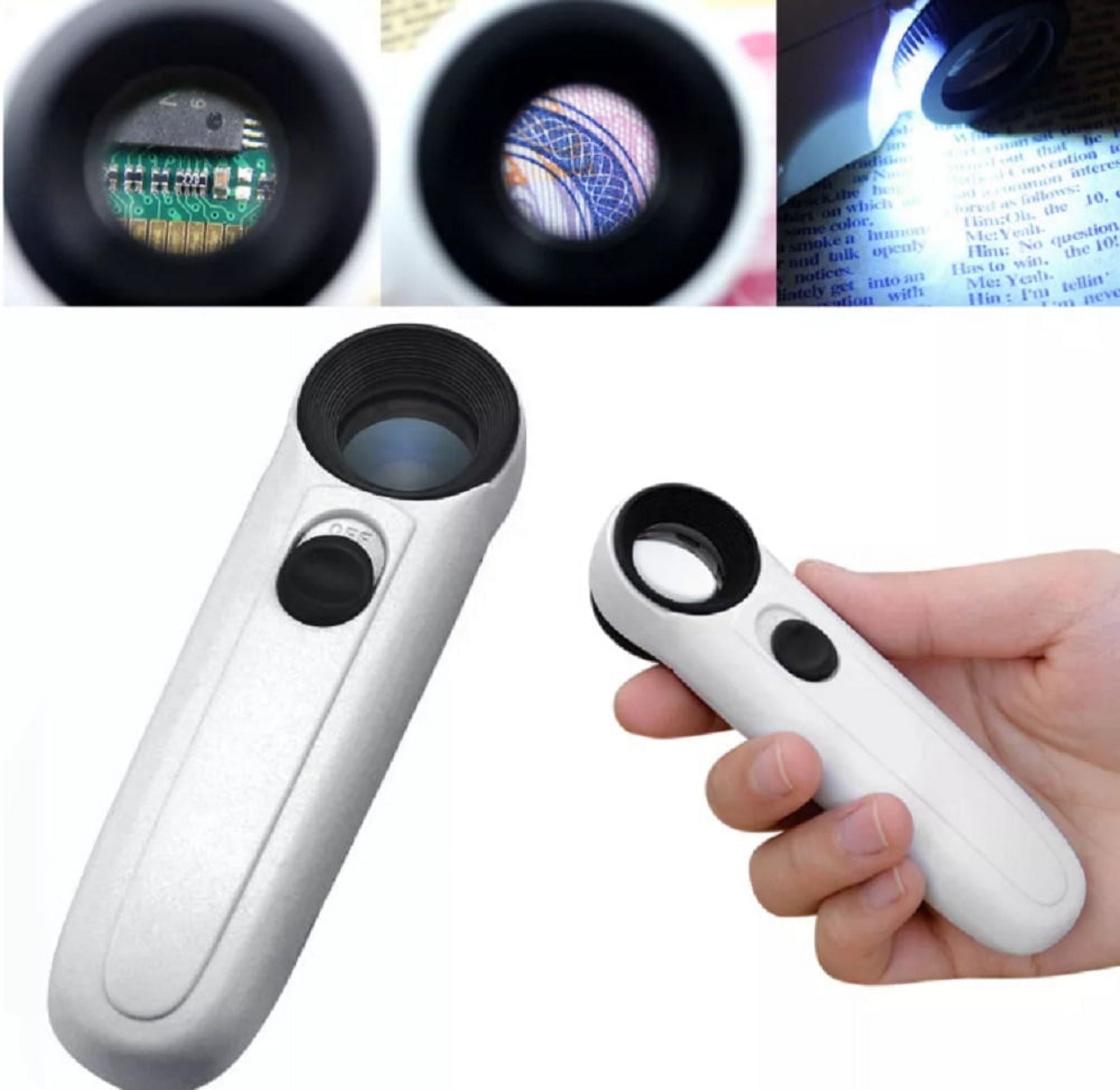 40x21 LED Lighted Jewelers Loupe - High-Precision Slide-Out Magnifier ...