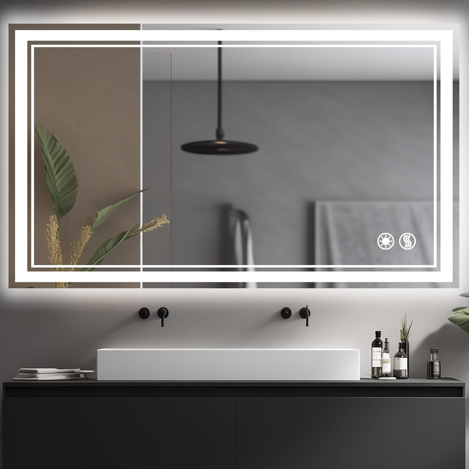 40x24 Bathroom Mirror Dimmable 3 Colors Lights Memory Function LED ...