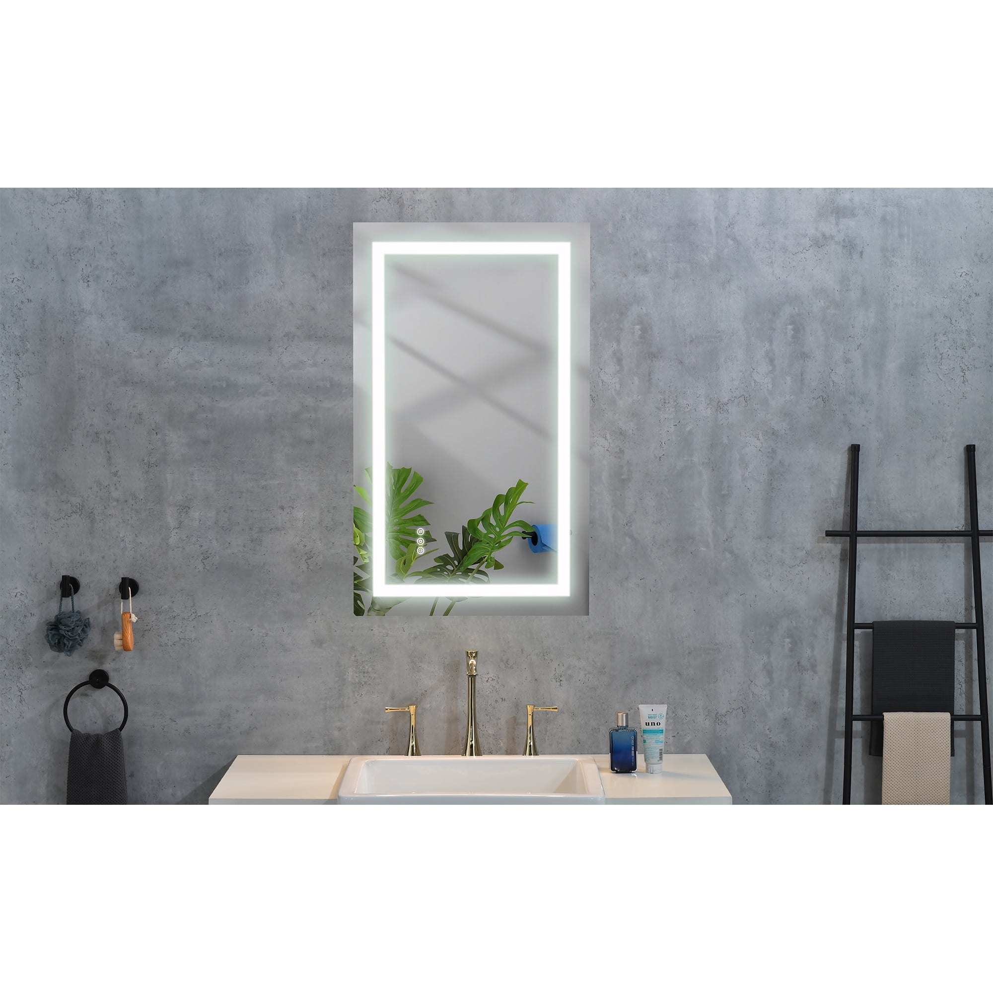 40x24 Inch LED Bathroom Mirror with Frontlit and Backlit, Wall Mounted ...