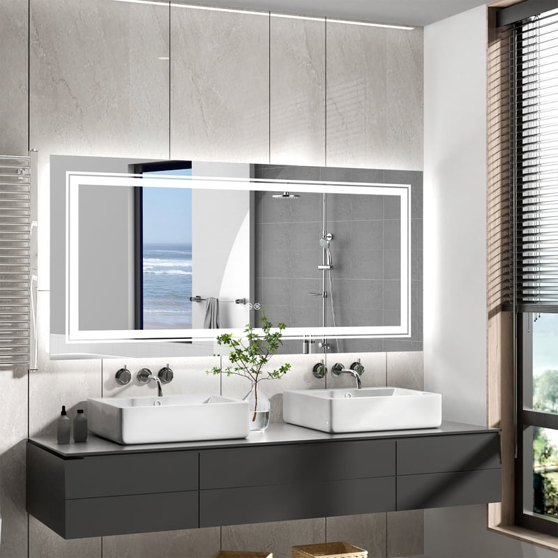 40x24 inch Extra Large Rectangle Bathroom Mirror LED Vanity Dimmable ...