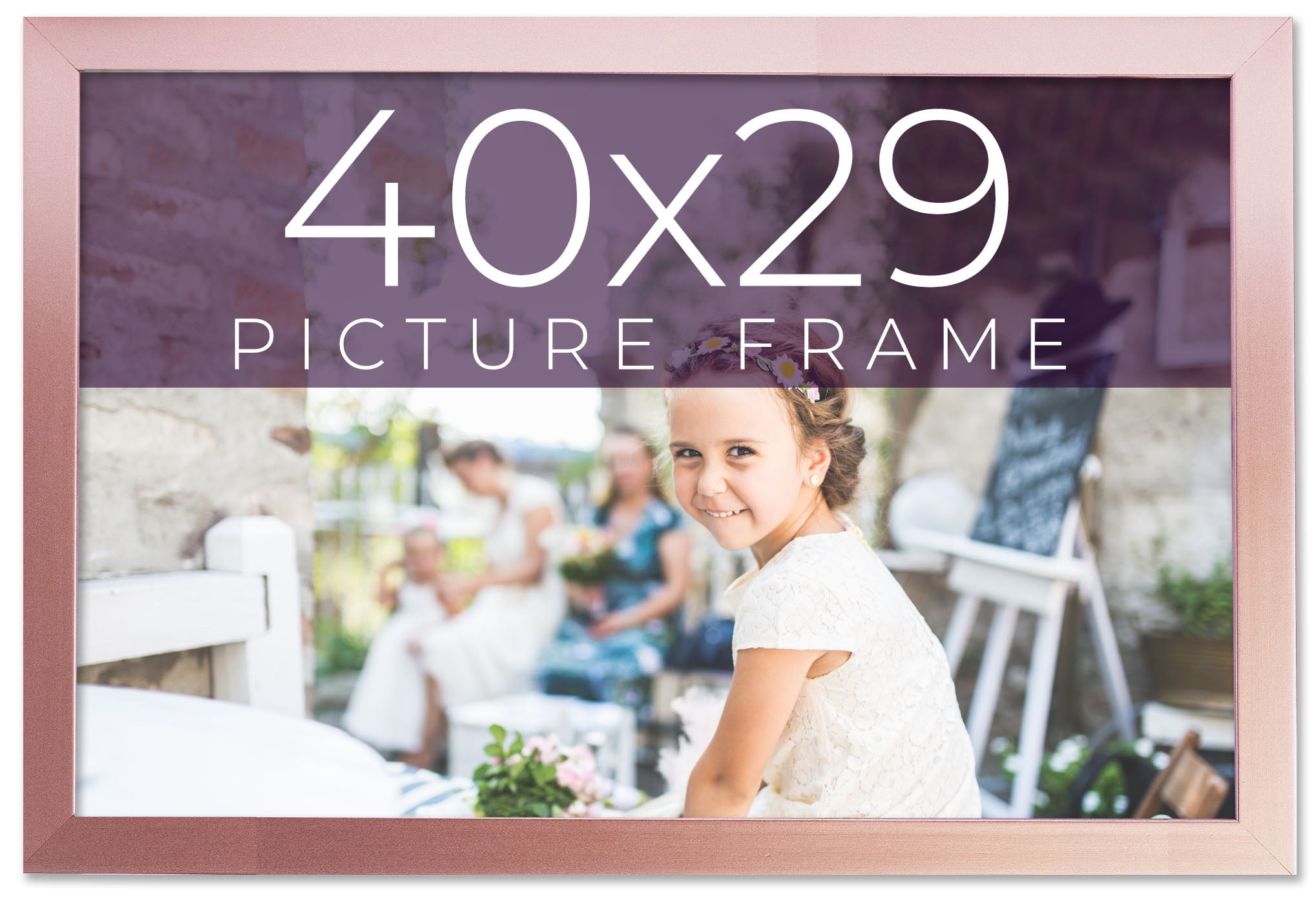 40x29 Frame Pink Real Wood Picture Frame Width 0.75 inches | Interior Frame Depth 0.5 inches ...