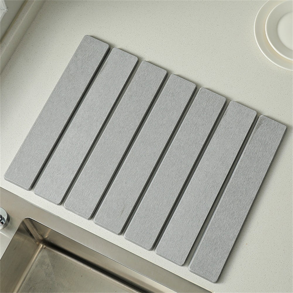 40x30cm Collapsible Diatomaceous Dish Drying Mat Quick-Absorbent ...