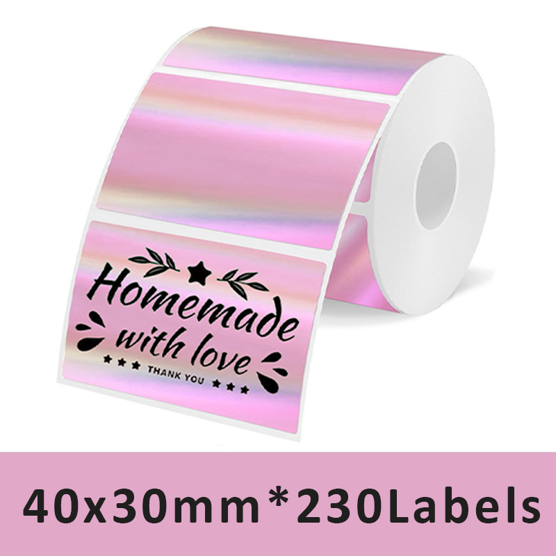 40x30mm/230pcs Square label Thermal Adhesive Label Roll, suit for ...
