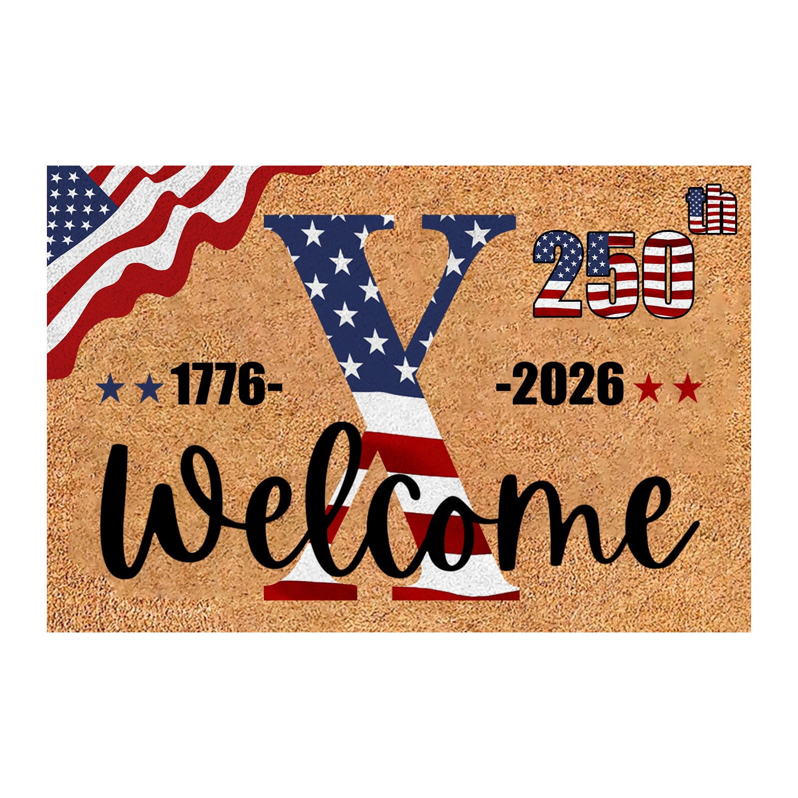 40x60cm 250th USA Anniversary Doormat, A-Z Letter Patriotic Rug ...