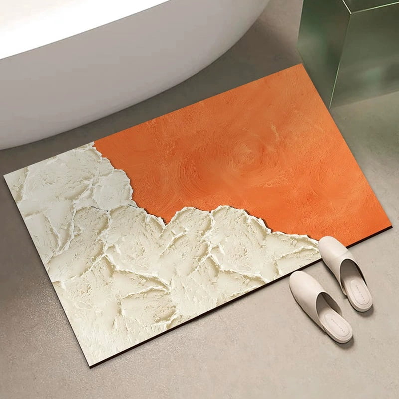 40x60cm Oil Painting Style Non-Slip Bathroom Mat - Cuttable Absorbent ...