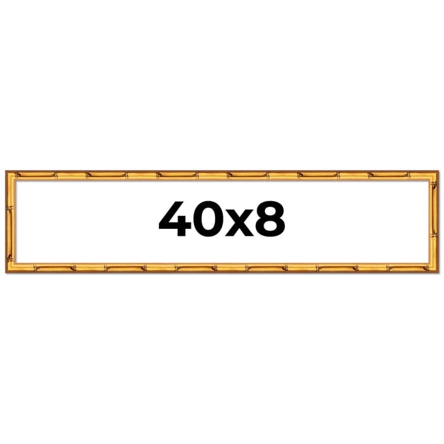 40x8 Frame Gold Bamboo Solid Wood Picture Frame | 1 Inch Moulding Width ...
