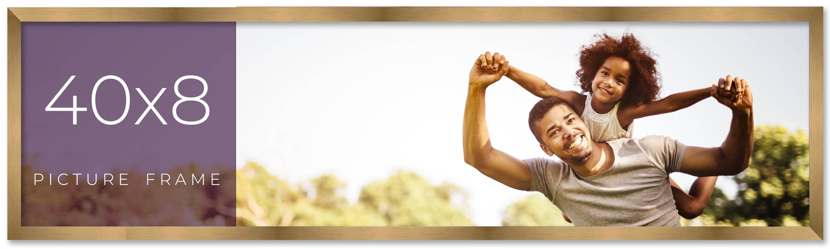 40x8 Frame Gold Bronze Solid Wood Picture Frame Width 0.75 Inches ...