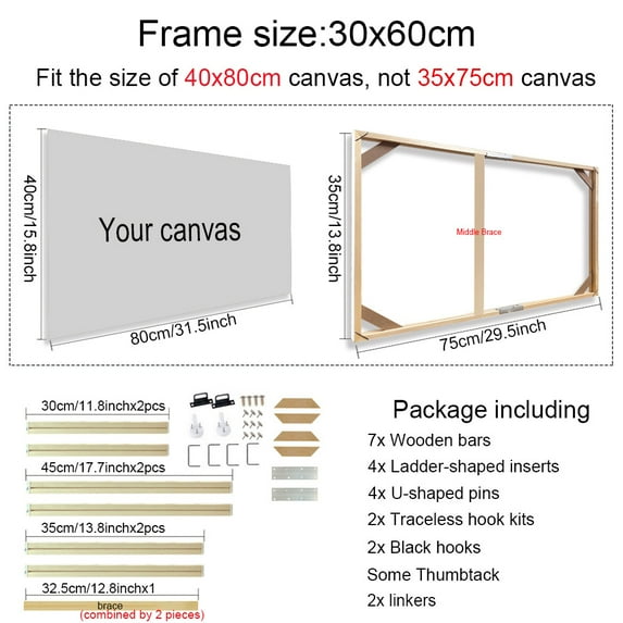 40x80 50x100 60x120cm Canvas Wood Wall Frame Canvas Frame Wooden Frames ...