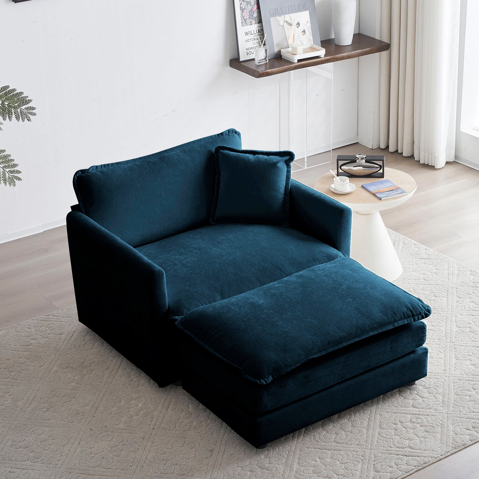 41.1” Single Sofa, Blue Accent Couch with Ottoman, Modular Sectional ...