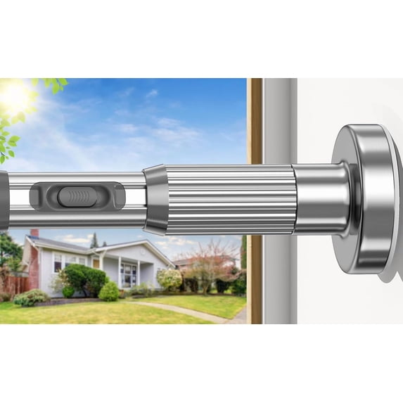 41-118 Inch Heavy Duty Silver Tension Curtain Rod - No Drilling ...