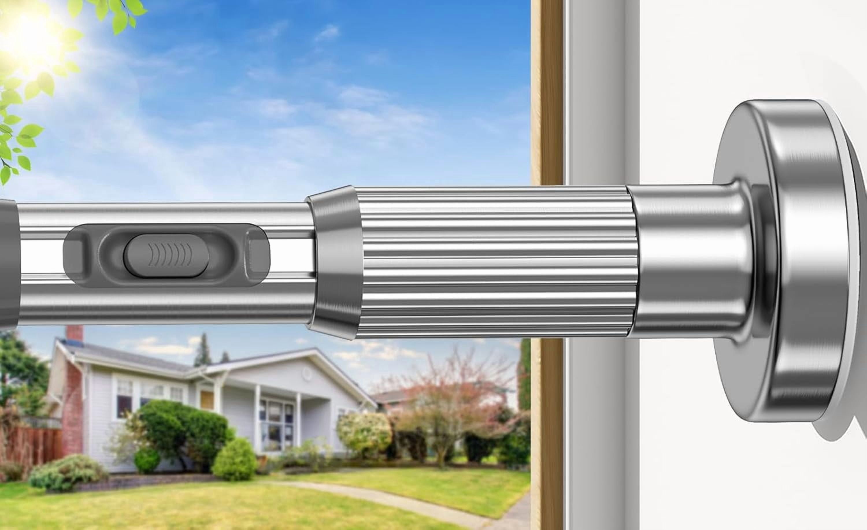 41-182 Inch Heavy Duty Silver Tension Curtain Rod - No Drilling ...