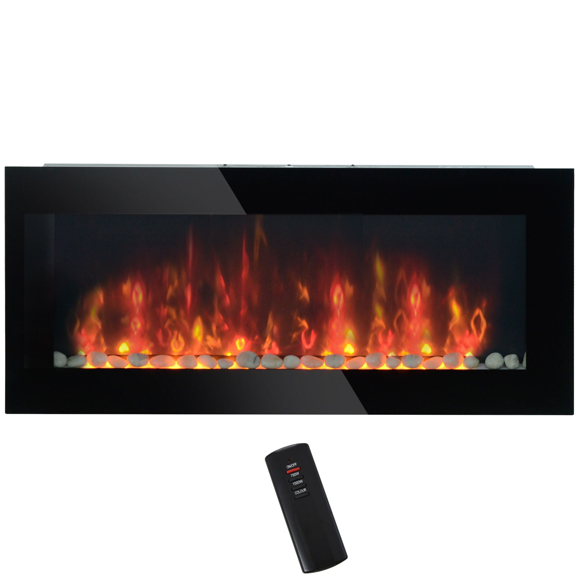 41.3" 1500W Electric Wall-Mounted Fireplace with Flame Effect, 7 Color ...