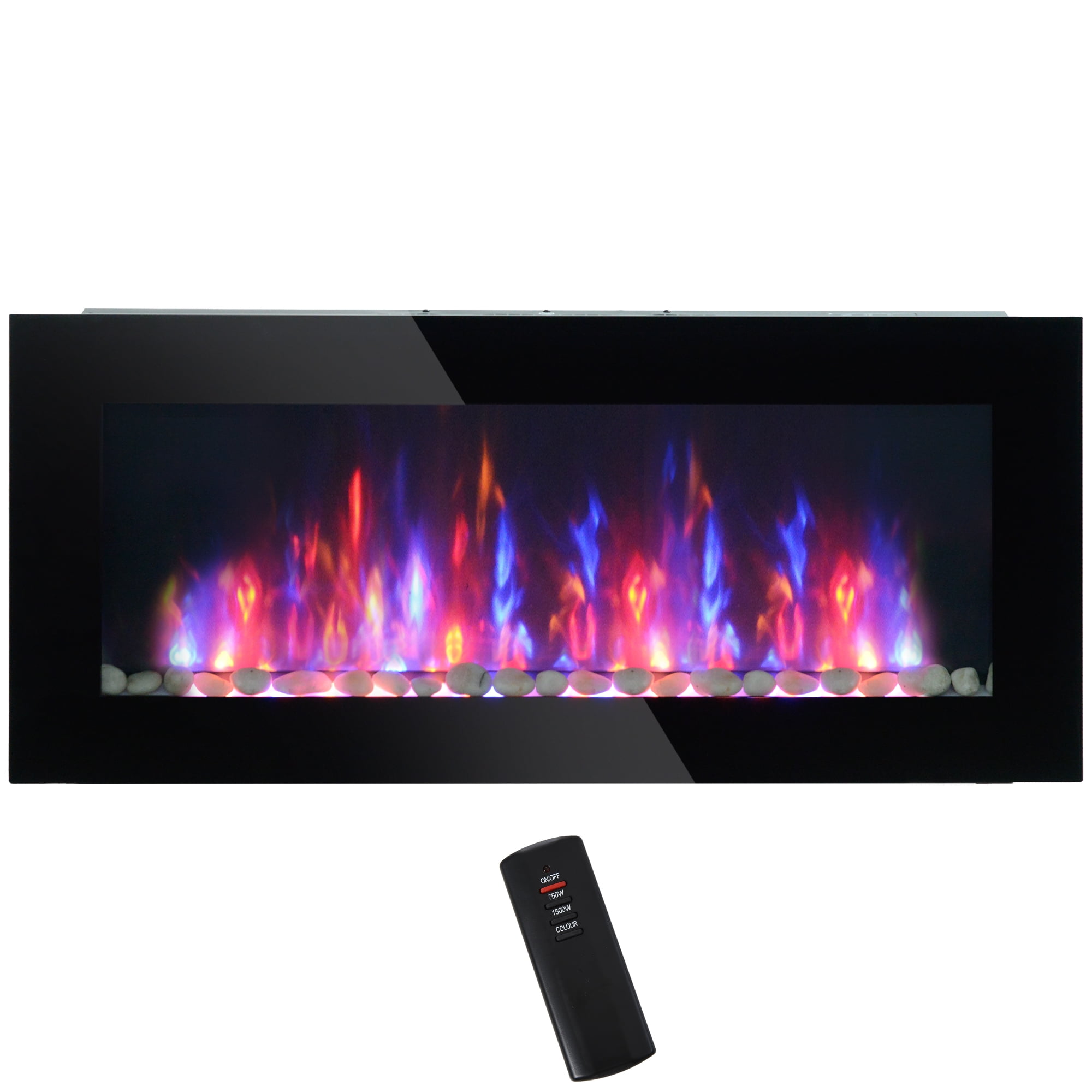 41.3" 1500W Wall Mounted Electric Fireplace Heater With 7-Color Flame ...