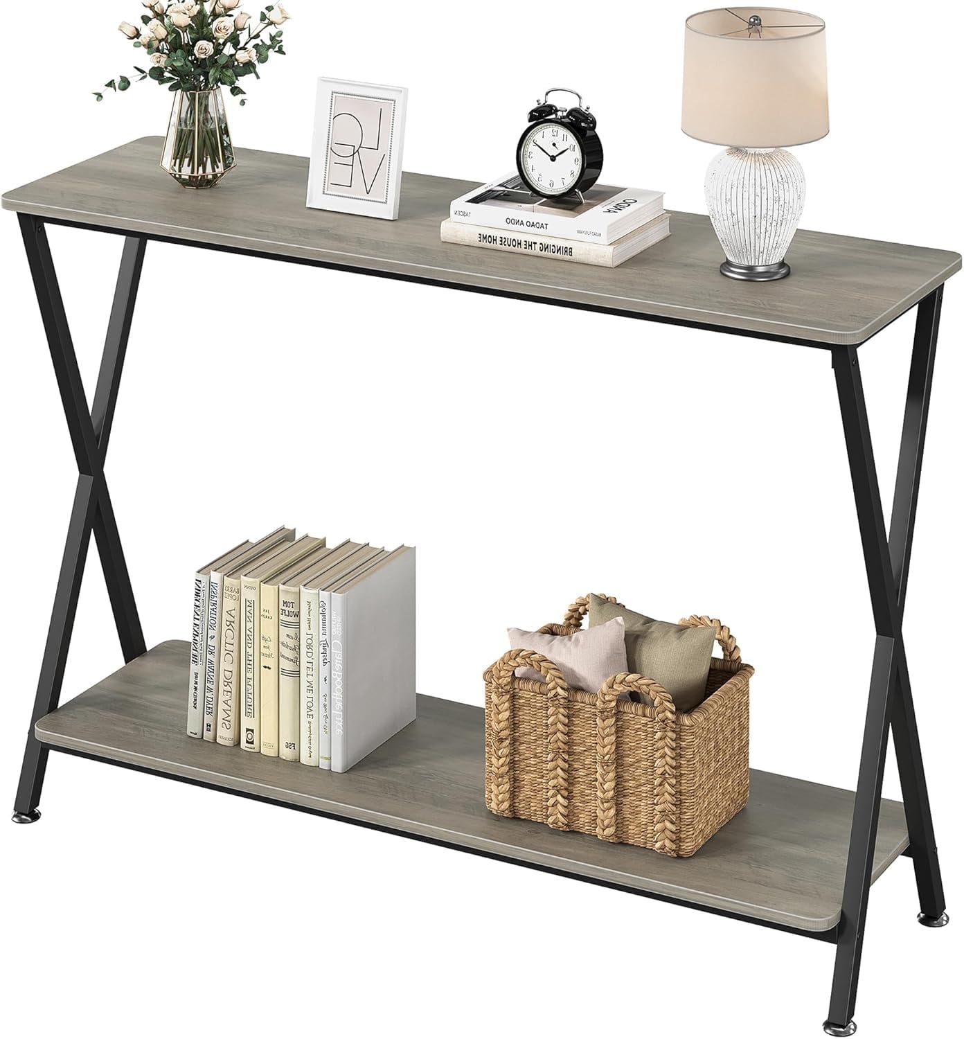 41.3" Console Table Entryway Sofa Table Narrow Entrance with Storage Shelf, MDF, Gray - Walmart.com