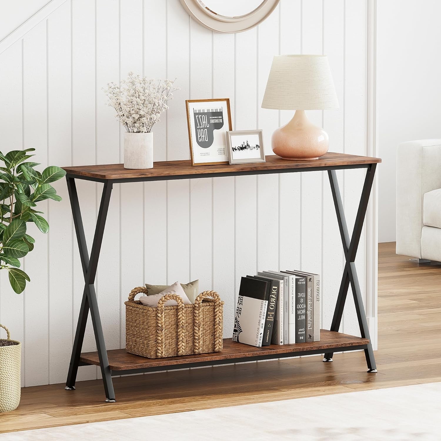 41.3" Console Table Entryway Sofa Table Narrow Entrance with Storage Shelf, MDF, Retro - Walmart.com