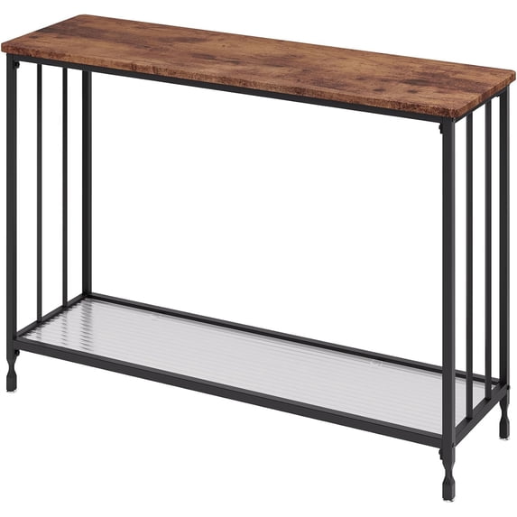 41.3 Inch Narrow Console Table - Two Open Storage Shelves, Industrial ...