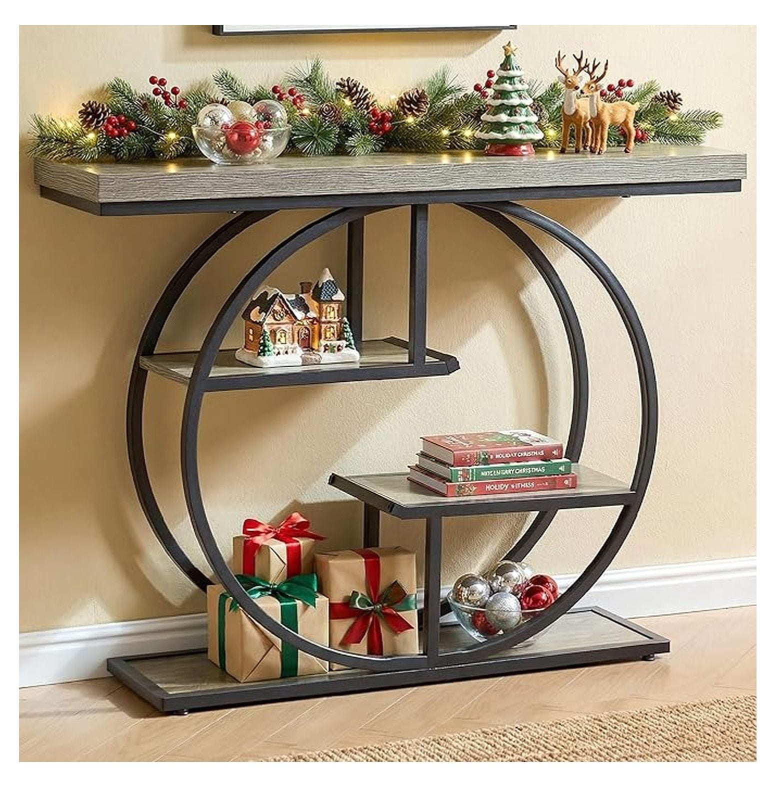 41.3" Sofa Table, Industrial Console Table with Storage, 4-Tier ...