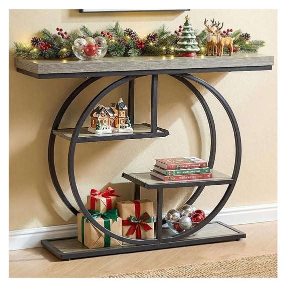 41.3" Sofa Table, Industrial Console Table with Storage, 4-Tier ...