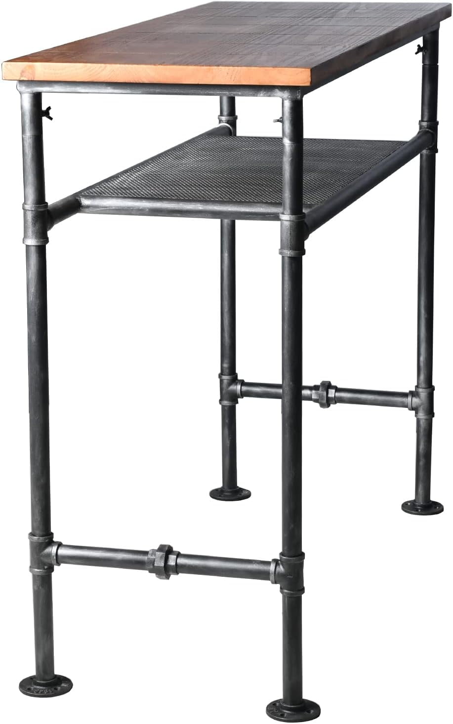 41.3inch Height Industrial Bar Table Rustic Metal Pipe Wood Design ...