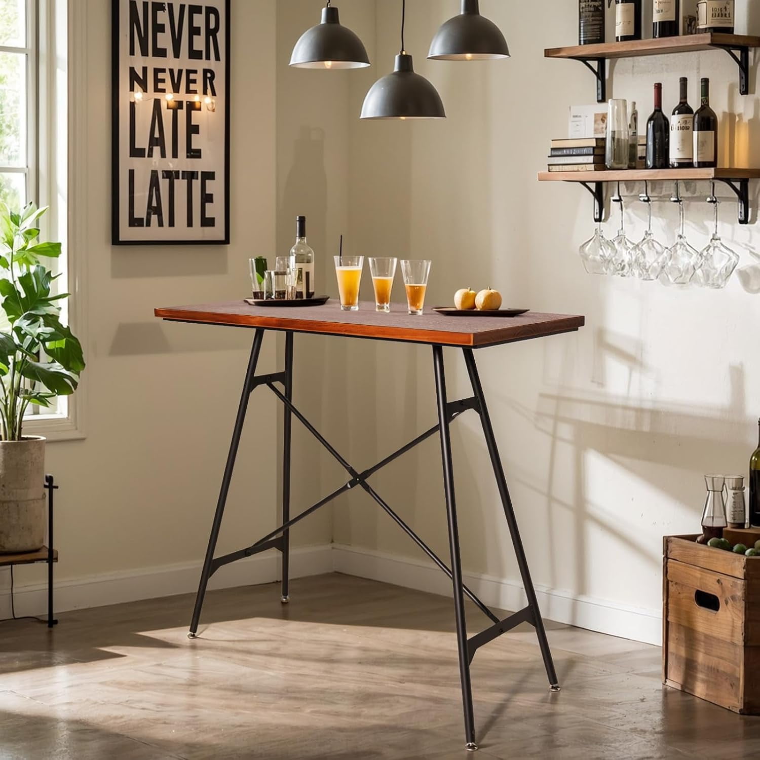 41.3inch Height Rectangle Bar Table Industrial High Pub Table Rustic ...