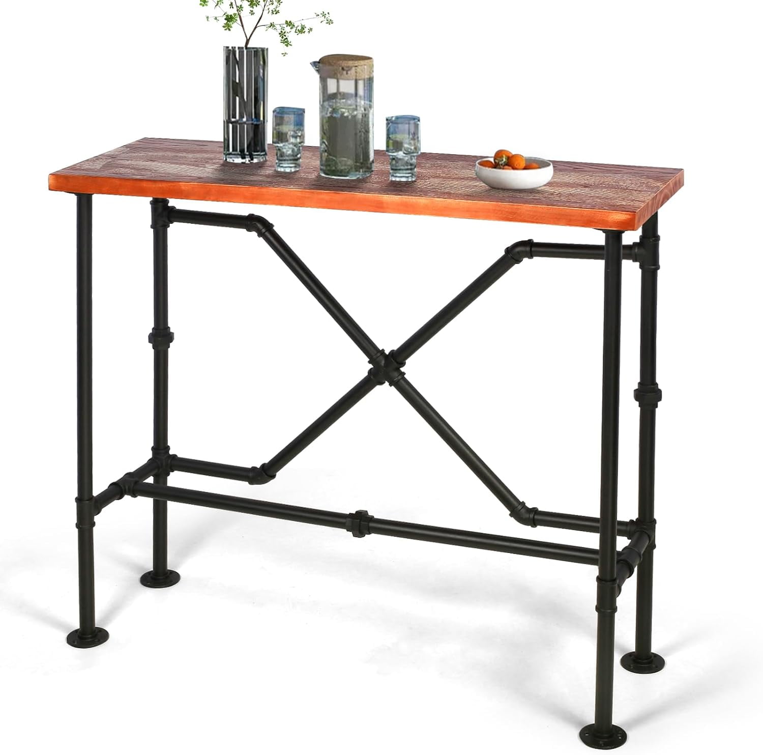 41.3inch High Bar Table Industrial Cafe Table Vintage Narrow Console ...