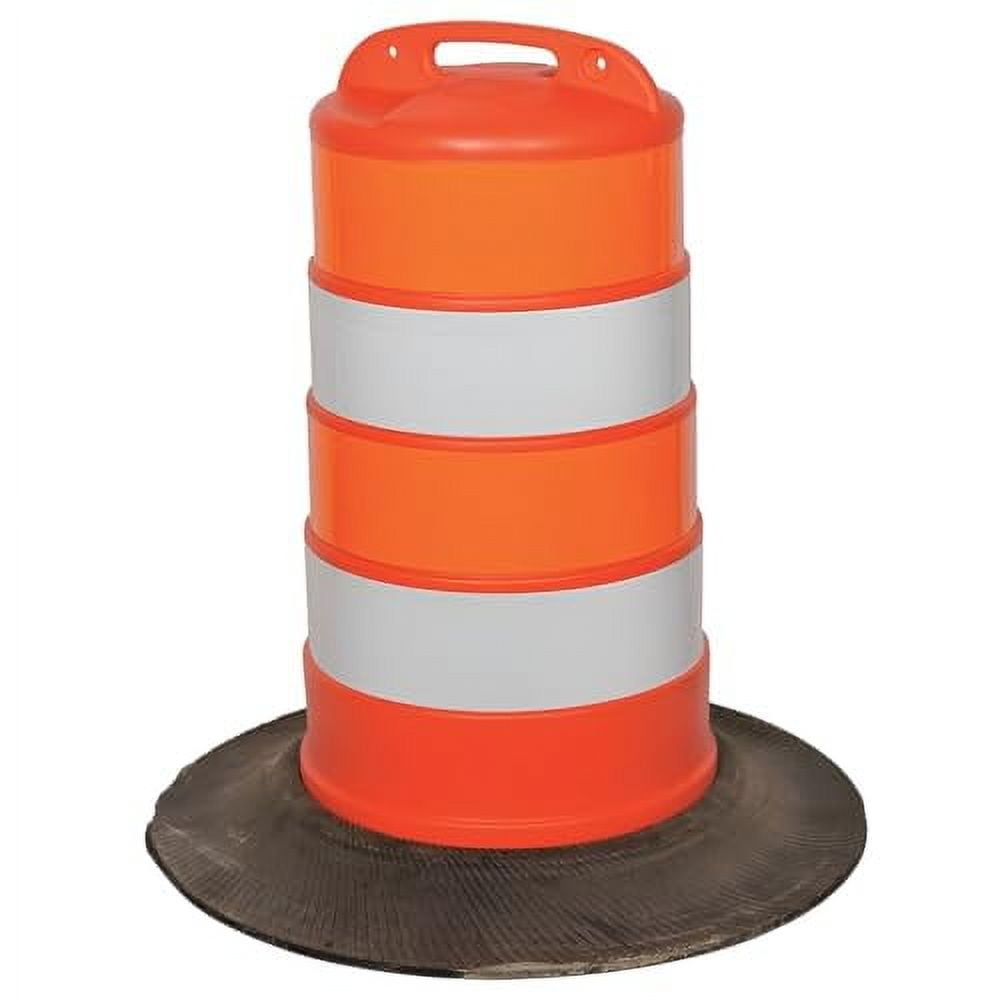 (41.5 Inch Height) - White and Orange Traffic Barrel and Rubber Base ...