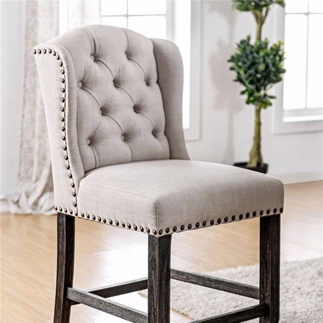 41.5 x 22 x 24 in. Wooden Counter Height Wingback Chair, Ivory & Black ...