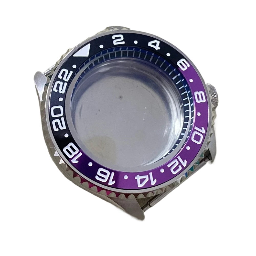 41.5MM Steel Watch Case Screw-in Crown Black Chapter Ring Watch Replace ...