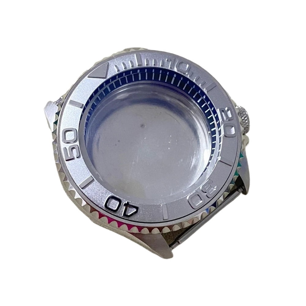 41.5MM Steel Watch Case Screw-in Crown Black Chapter Ring Watch Replace ...