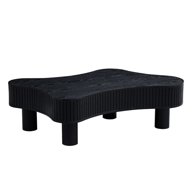 41.63 Inch Coffee Table, Irregular Shape, Base, Black For All Places ...