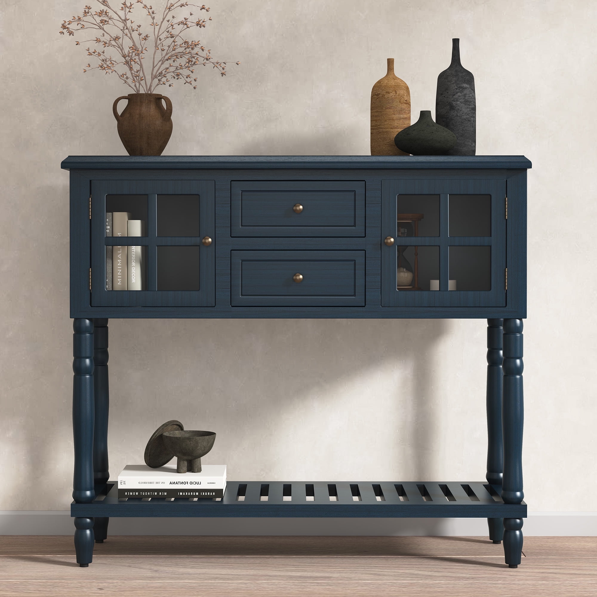 41.7"Mid Century Minimal Assembly Console Table with Storage Function ...