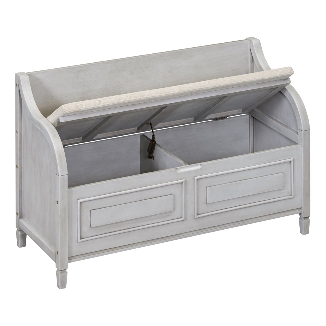 41.9" Storage Bench, Rustic Style Solid Wood Entryway Bench with Safety ...