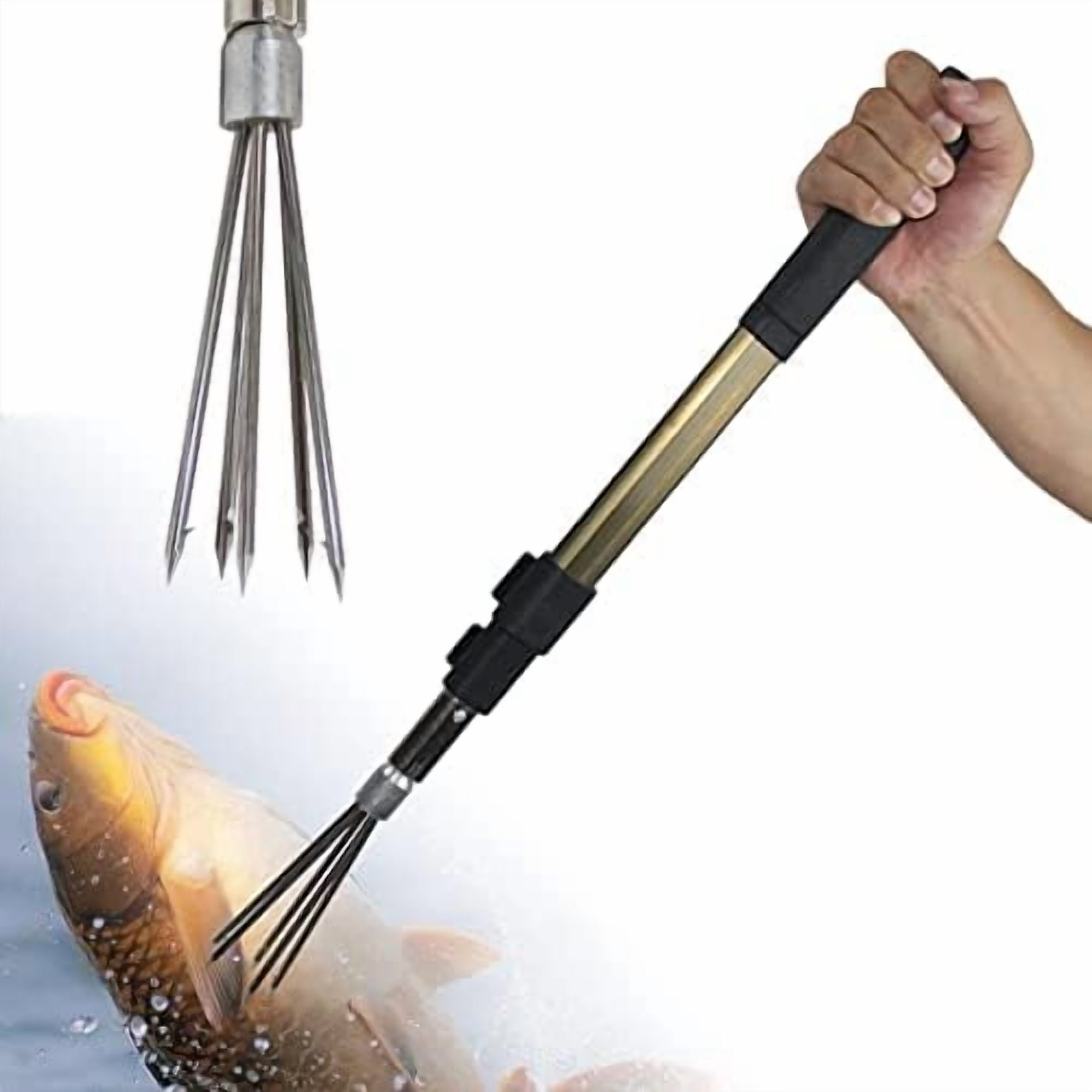 41" Aluminum Alloy Telescopic Rod 5-Prong Harpoon, Replaceable Harpoon ...