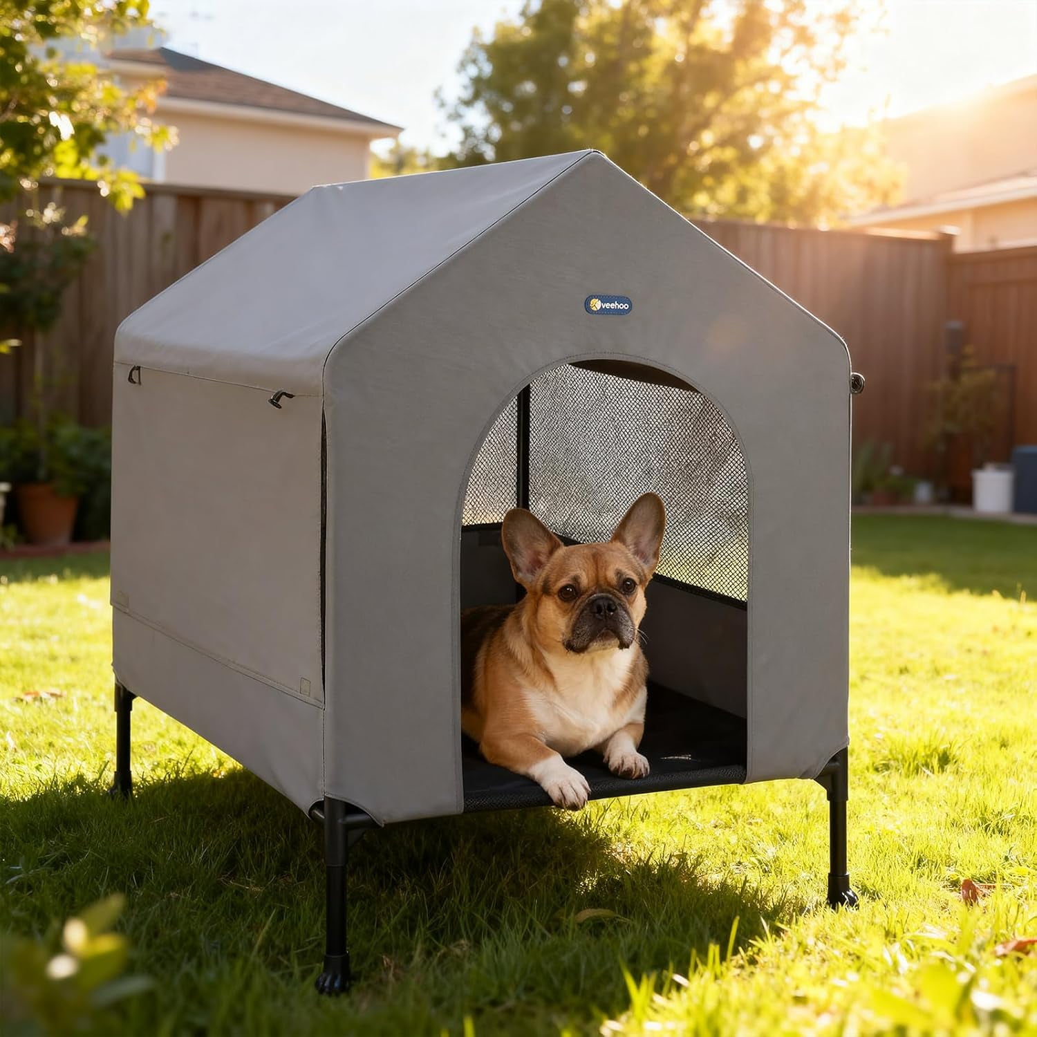 41" Dog House, 2-in-1 Large Dog House Outdoor Indoor Weatherproof ...