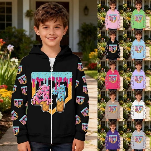 41 Drip Ice Cream Boy Zip Up Hoodies Four One Sweatshirt Kids 4 1 ...