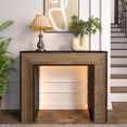 41" Entryway Table with LED Light, Console Table Behind Couch, Rustic ...