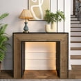 41" Entryway Table with LED Light, Farmhouse Wood Console Table Behind ...