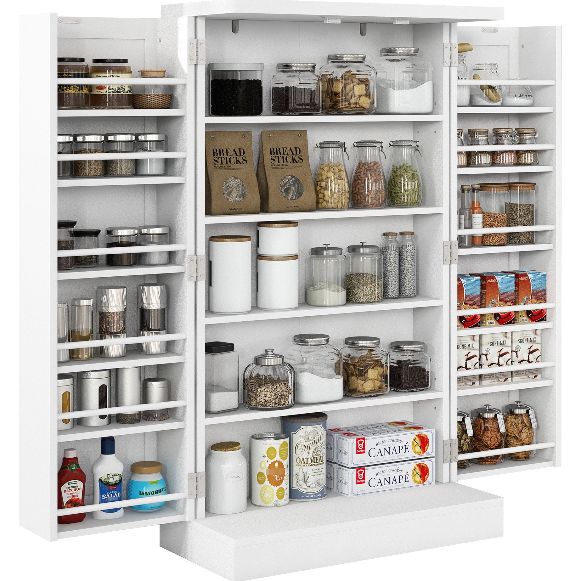 41" Freestanding Kitchen Pantry Storage | Side Racks with Bars to ...