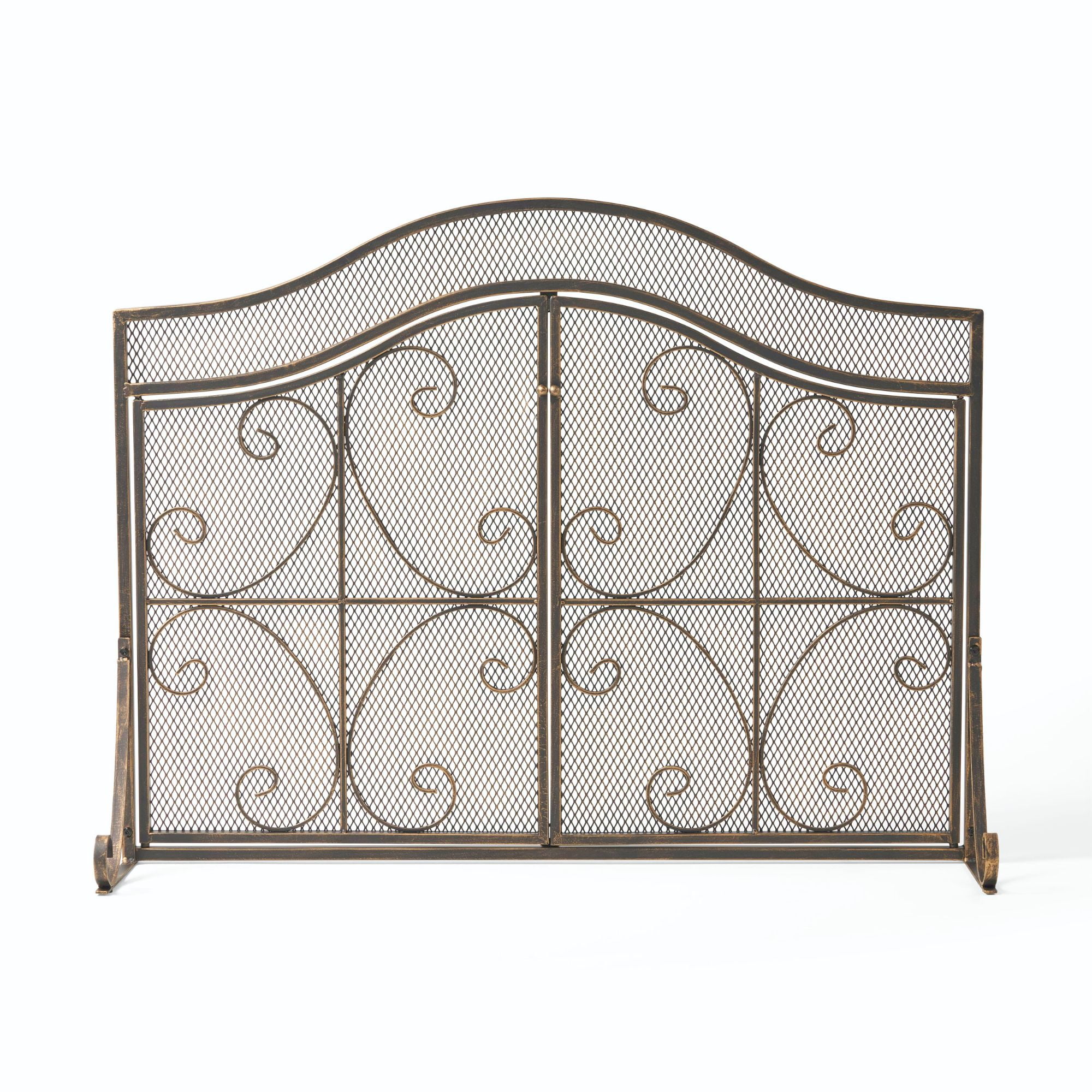 41" Gold Contemporary Scrollwork Accent Fireplace Screen - Walmart.com