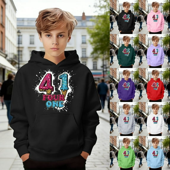 41 Hoodie Girls Ice Cream Drip Four One Number Hoodies Cute Pullover ...