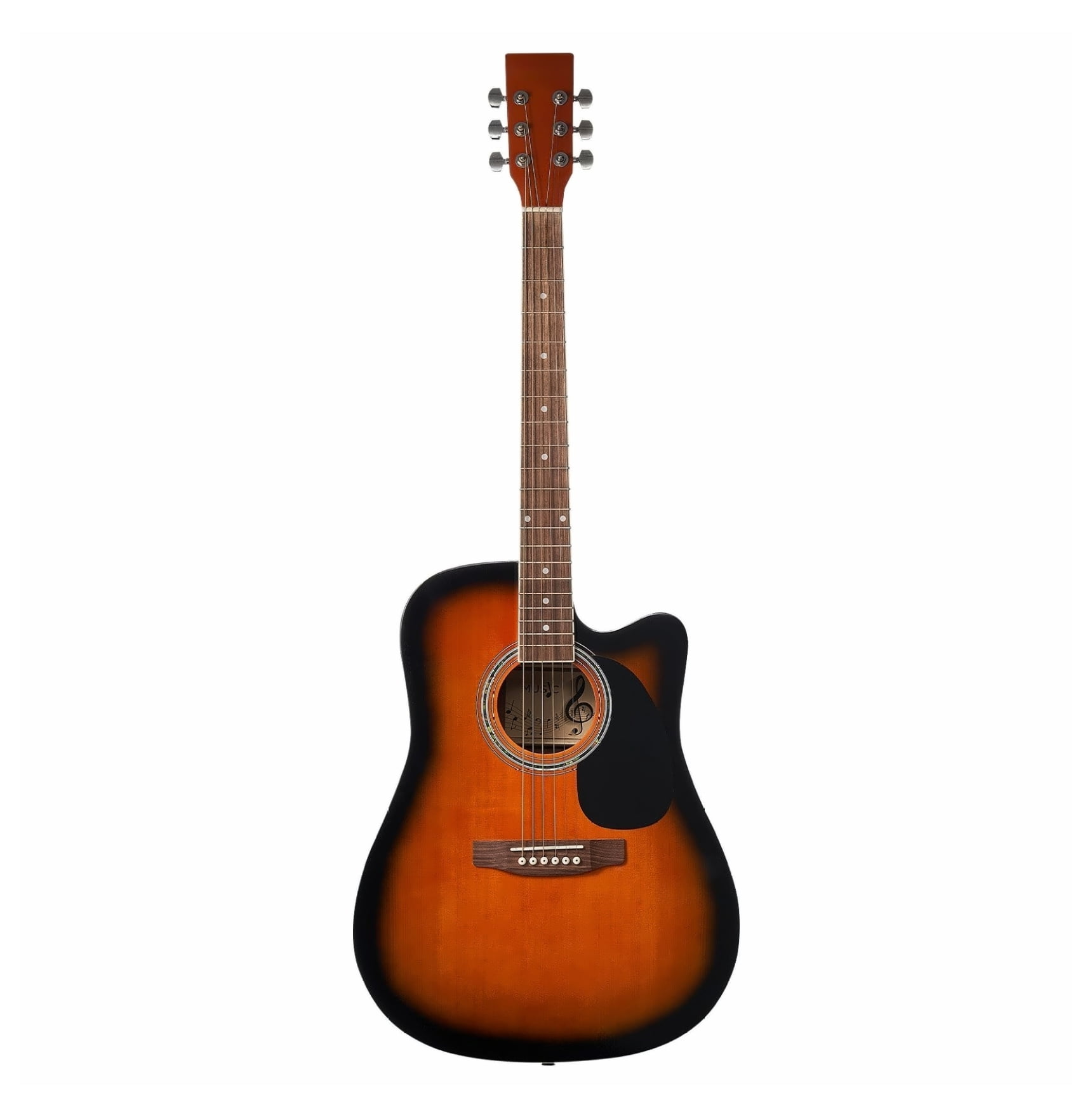 41 Inch Acoustic Guitar Beginner Bundle - Sunburst Cutaway Guitar with ...