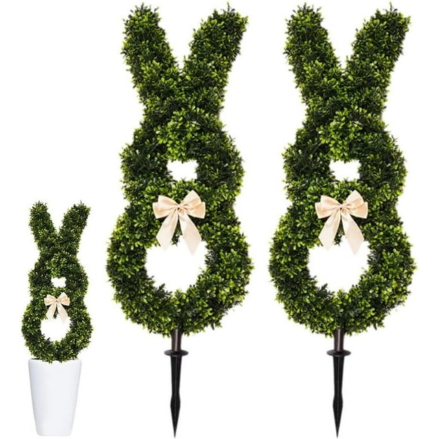 41 Inch Artificial Bunny-Shaped Topiary Tree UV-Resistant Faux Boxwood ...