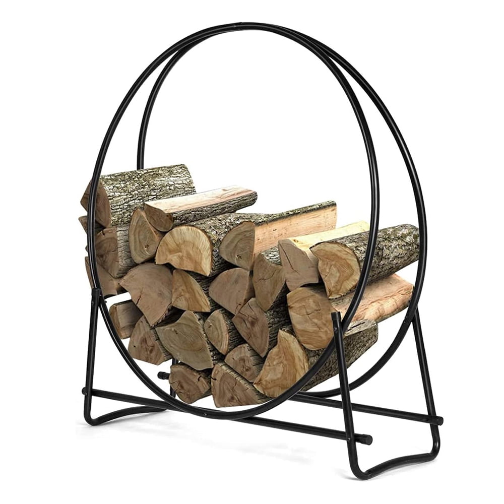 41 Inch Firewood Log Rack, Heavy Duty Round Steel Fireplace Wood ...