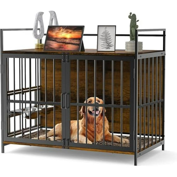 41 Inch Furniture Style Large Crate with 360? & Adjustable Raised ...