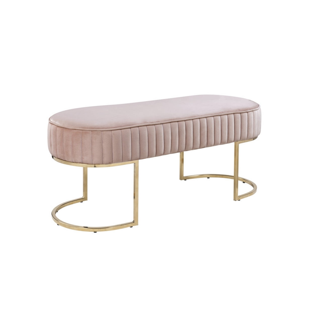 41 Inch Set of 2 Accent Benches with Vertical Channel Tufting, Pink ...