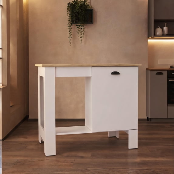 41-Inch Wide Kitchen Island Table with Single-Door Cabinet and Shelf ...