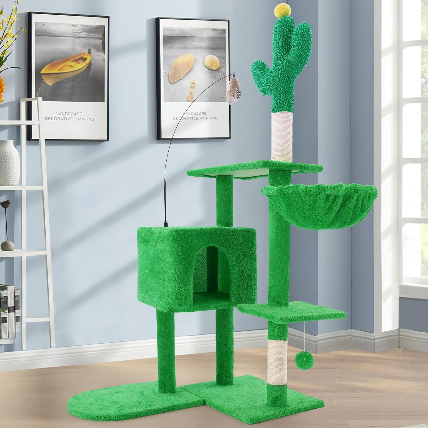 41 Inches Cactus Cat Tree Tower with Scratching Post, Tall Cat Trees ...