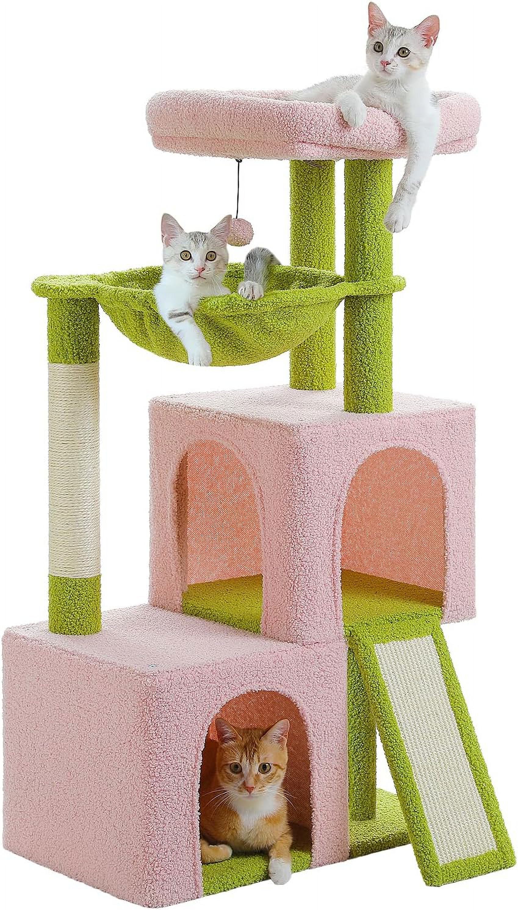 41 Inches Multi-Level Cat Tower with 2 Spacious Condos for Indoor Cats ...