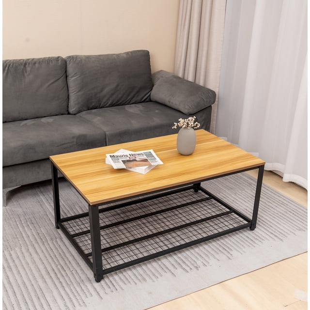41'' L Rectangle Wooden Industrial Tea Modern Coffee Table with Storage ...